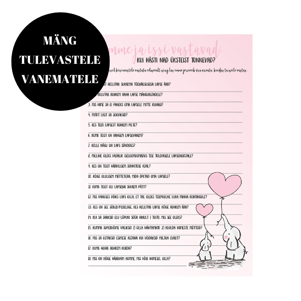 Beebipeo mäng "Vanemate viktoriin" 9 - Laurel Disain